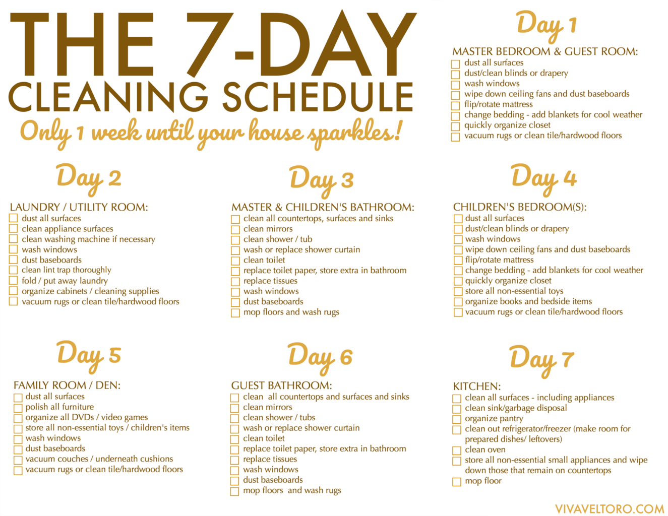 FREE Printable House Cleaning Schedule Viva Veltoro