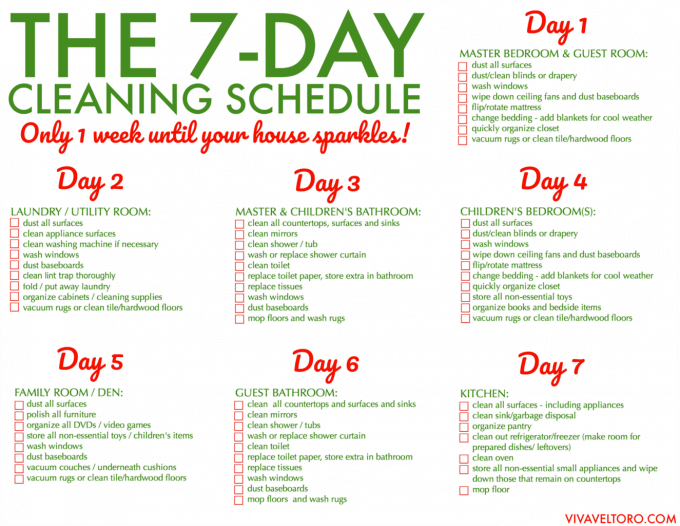 FREE Printable Weekly House Cleaning Schedule Viva Veltoro FREE Printable Weekly House Cleaning Schedule Viva Veltoro