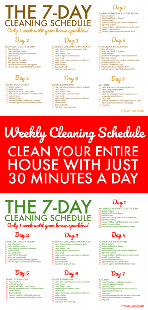 FREE Printable House Cleaning Schedule - Viva Veltoro