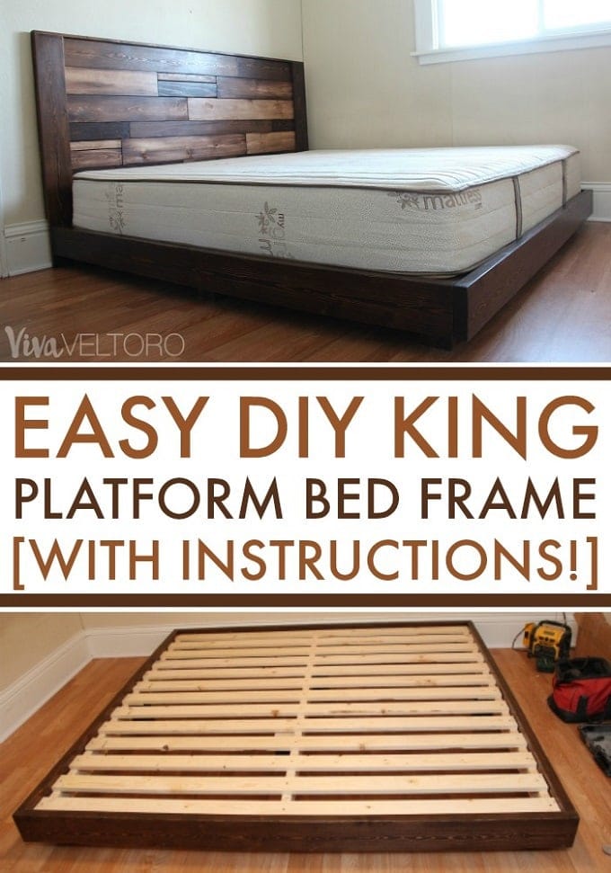 Easy DIY Platform Bed Frame For A King Bed with Instructions 