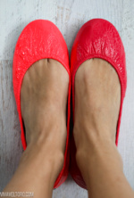 Infrared Neon Red Tieks Ballet Flats - Viva Veltoro